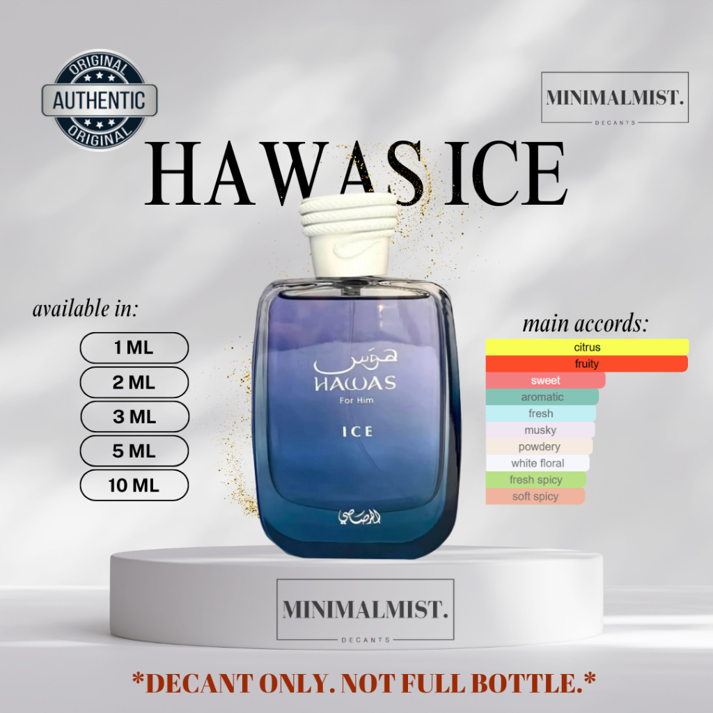[DECANT] Rasasi Hawas Ice EDP for Men | 0.5ml, 1ml, 2ml, 3ml decant ...