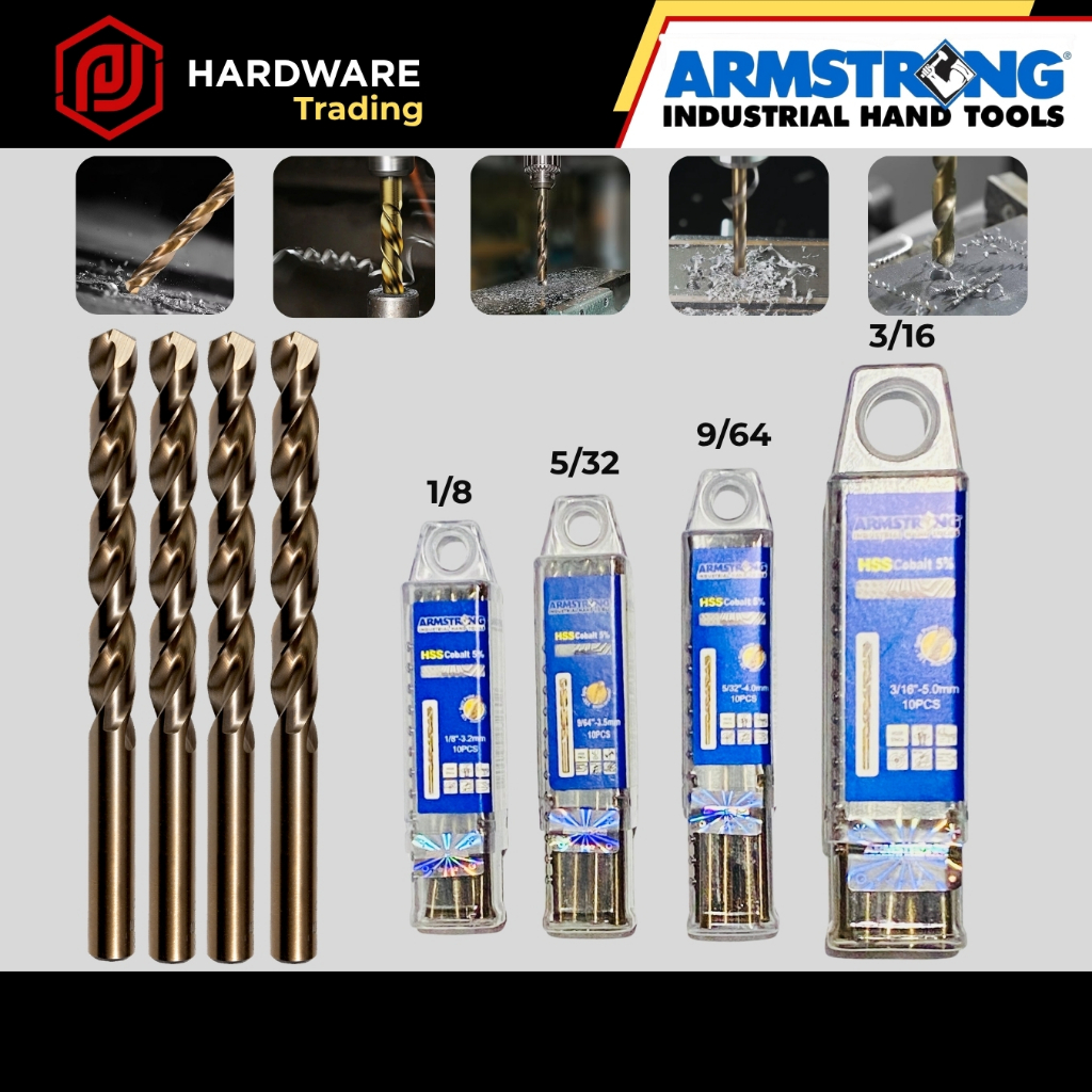 ARMSTRONG HSS COBALT DRILL BIT (10PCS) Heavy Duty | Shopee Philippines