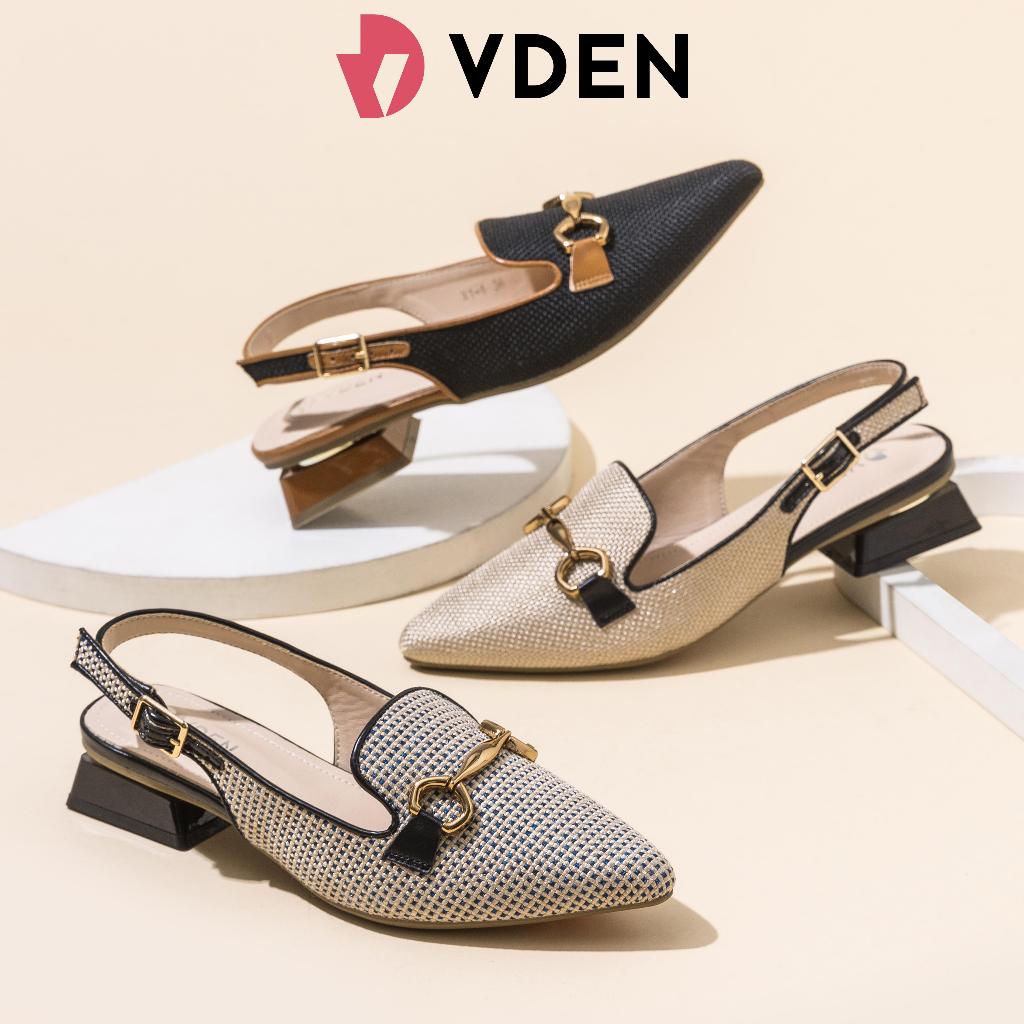 VDEN Stylish Slingback Mules Women's Shoes With Pointed Toe Thick Heel ...
