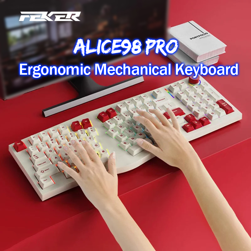 FEKER Alice98 Pro 3-Mode Hot-Swappable Ergonomic Mechanical Keyboard ...