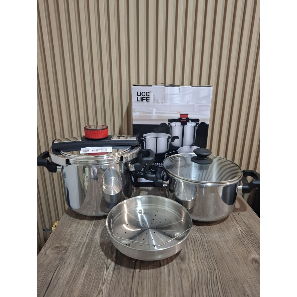 Ucc Life set (2pcs) 2 in 1 Heavy Duty Pressure Cooker 5L-7L | Shopee ...