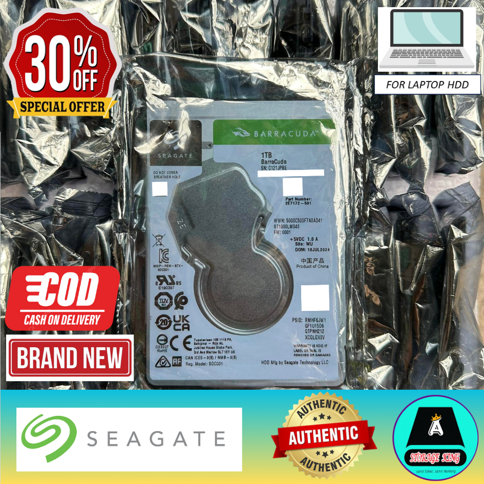 Seagate 1TB Barracuda Internal Hard Drive HDD – 2.5 Inch SATA 6 Gb/s for PC Laptop (ST1000LM048 ...