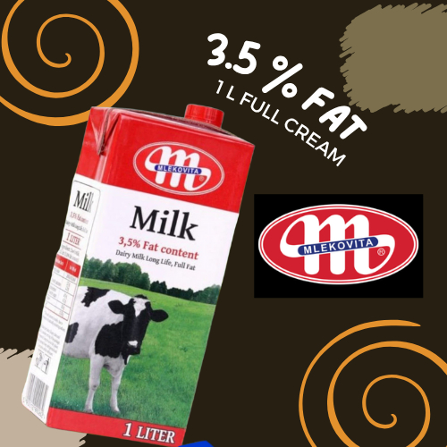 Mlekovita Full Cream UHT Milk 1L – 3.5% Rich Creamy Milk for Coffee, Milk Tea, Frothing & Baking ...