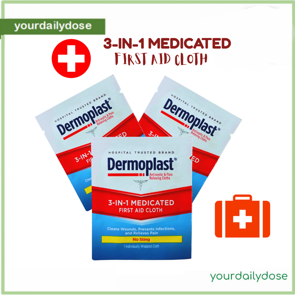 Dermoplast 3-in-1 Medicated First Aid Cloths, Analgesic & Antiseptic ...