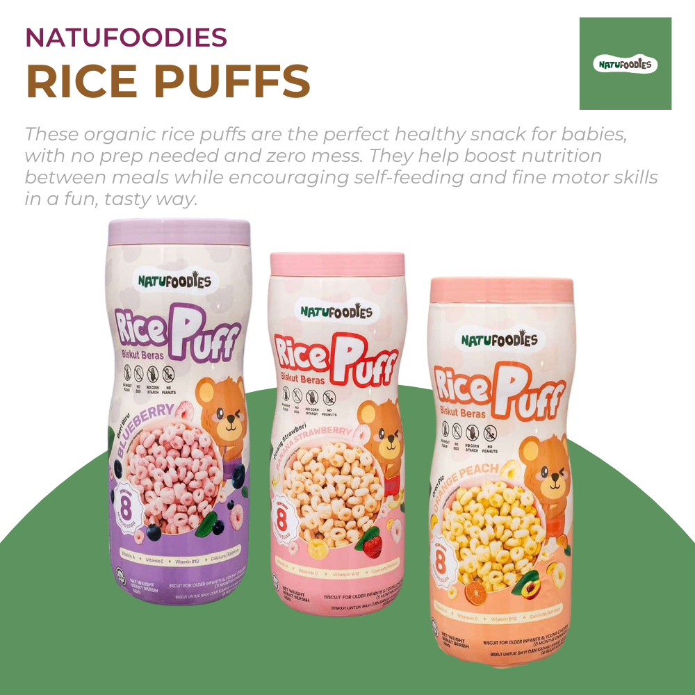 Natufoodies Rice Puffs - Baby Snacks - 8 months above - No Gluten - No ...