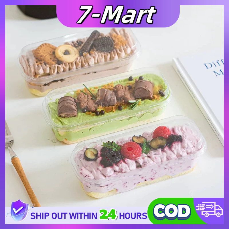 50Pcs Dessert Container Rectangle Mousse Cake Box Loaf Deli Cookies ...