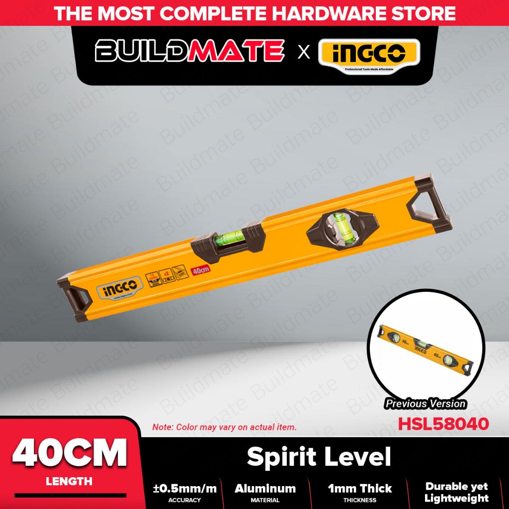BUILDMATE Ingco 40CM Spirit Level Leveling Tool Aluminum Leveler Bubble ...