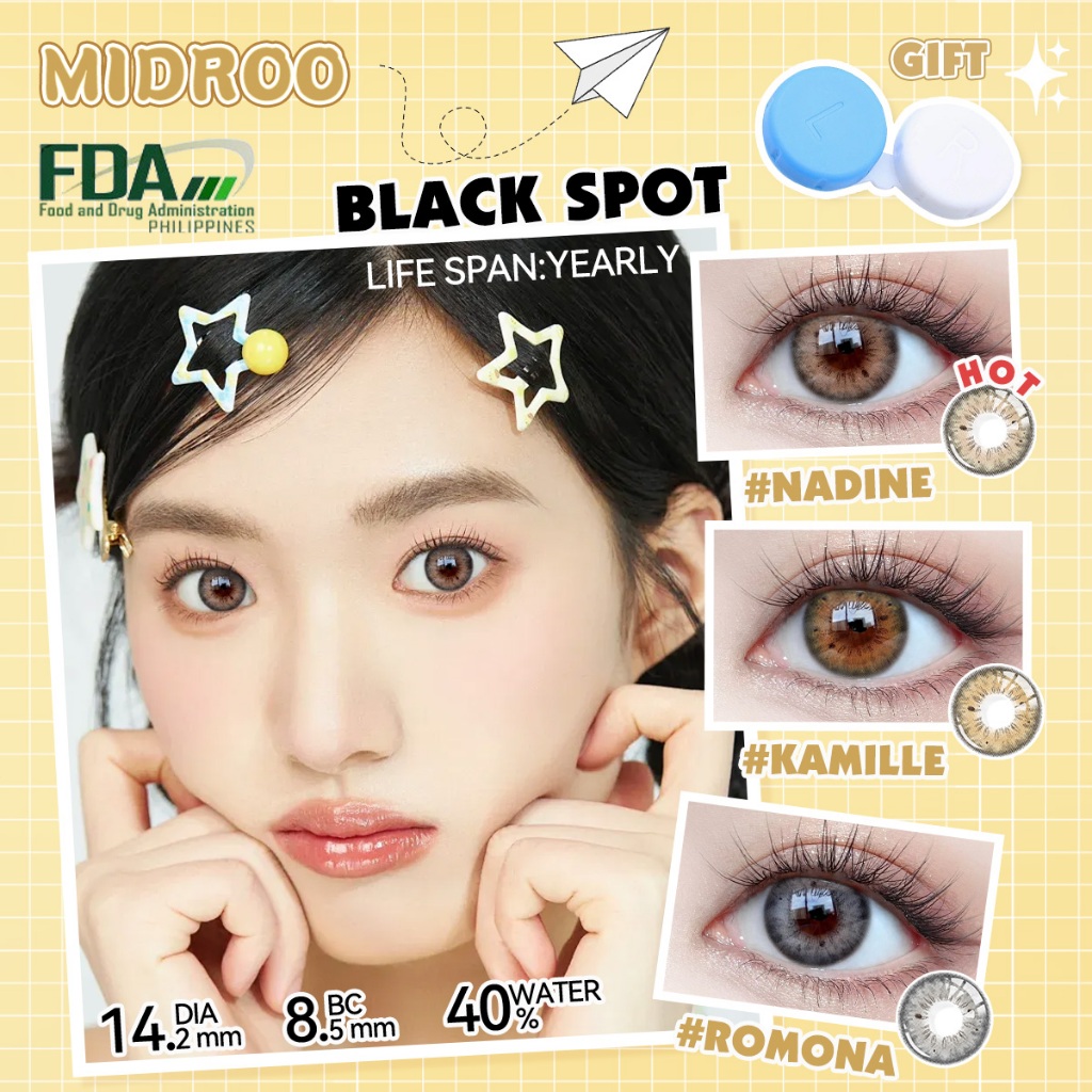 Midroo 1Pair Black Spot Series Soft Eye Contact Lens Grade 0.00 with ...