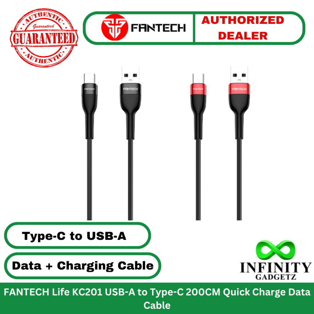 FANTECH Life KC201 USB-A to Type-C 200CM Quick Charge Data Cable ...