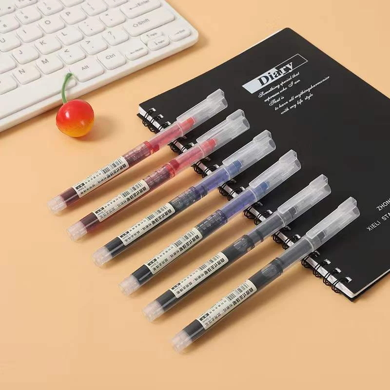 5pcs Straight Liquid Pen 0.5mm Gel Pen Quick-Drying Rollerball Neutral ...
