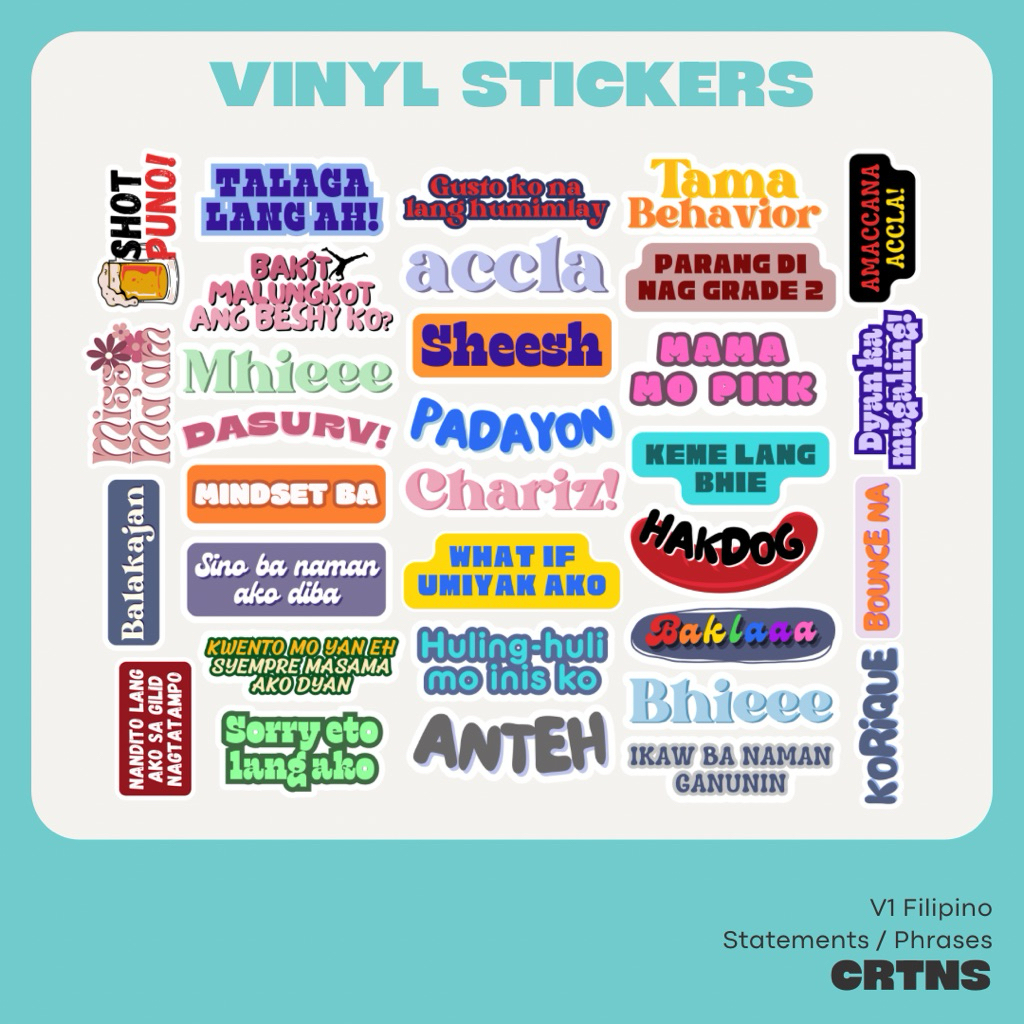 V1 Filipino Statement/Phrases Stickers - Vinyl Waterproof Matte Sticker ...