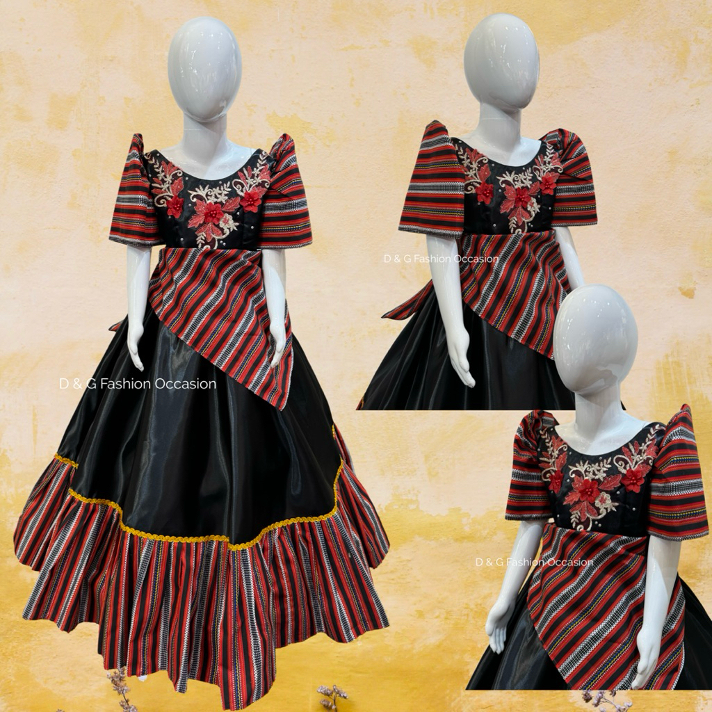 (NEW) Modern Filipiniana Ethnic IFUGAO PRINT GOWN for Kids - Buwan ng ...