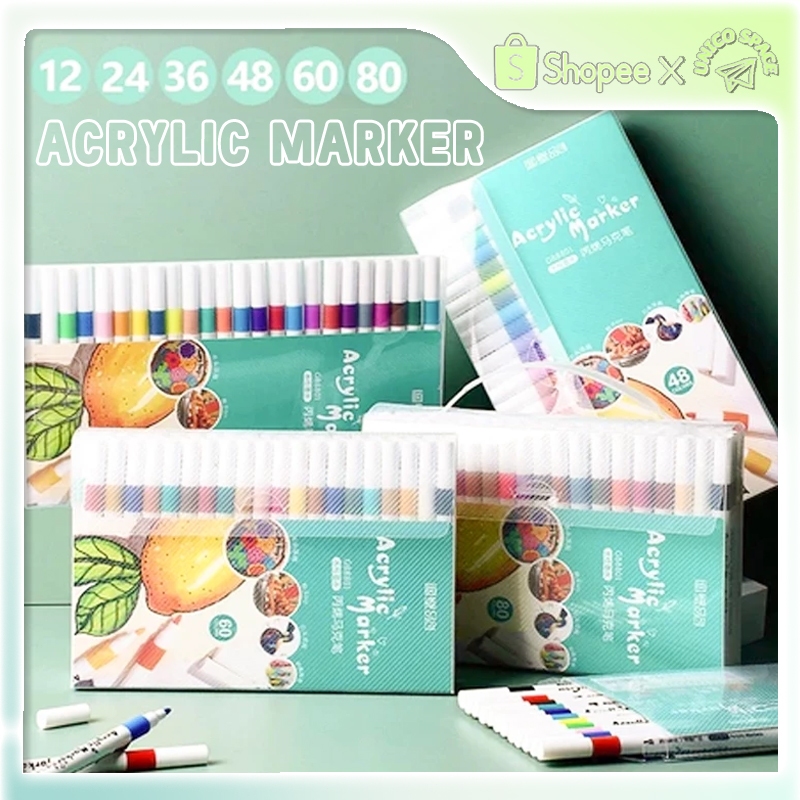 UNICO 80PCS Acrylic Marker Pen Set Color Marker Set Colored Pen Color ...