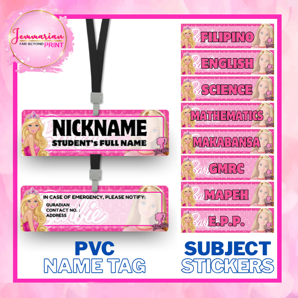NAME TAG & SUBJECT STICKERS (barbie2 design) | Shopee Philippines