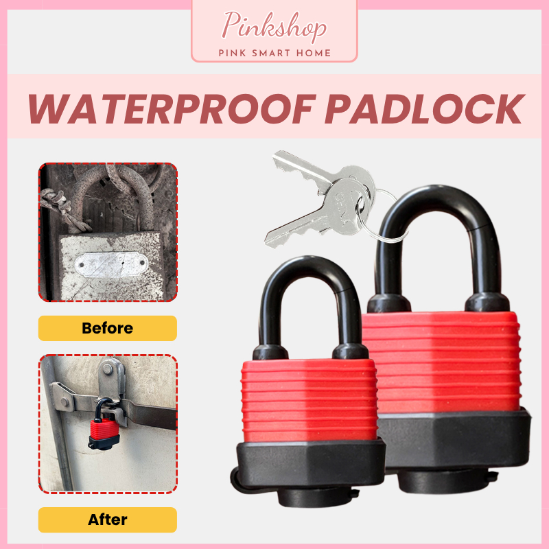 Waterproof Padlock with Key, Heavy Duty Covered Laminated Steel Keyed ...
