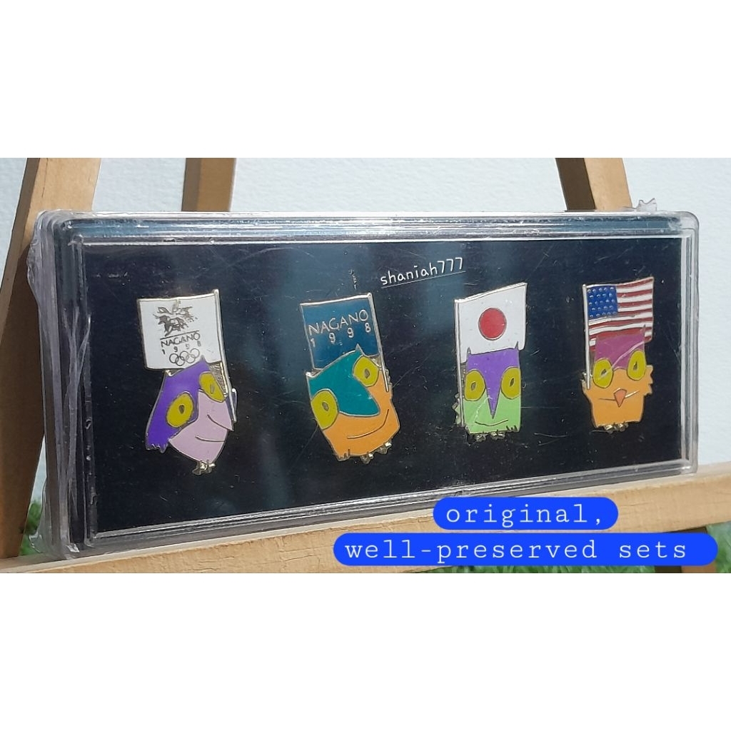 1998 VTG. NAGANO JAPAN OLYMPIC SNOWLETS MASCOT 4 PIN SET RARE (NOS ...