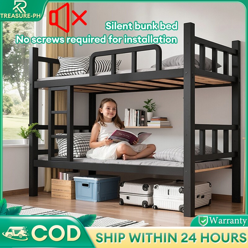Bunk Bed Metal Double Decker Bed Frame Heavy Duty Iron Bed Frame With Stairs Extra Thicken Loft ...