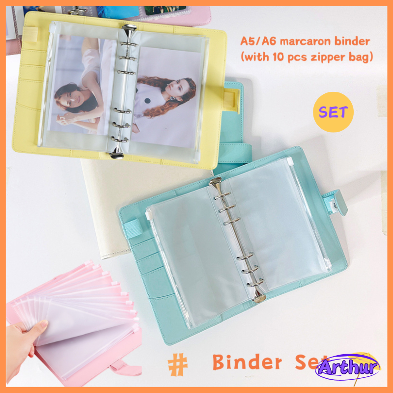 Macaron Binder Organinzer Set A5/A6 loose leaf zipper bag money bags ...