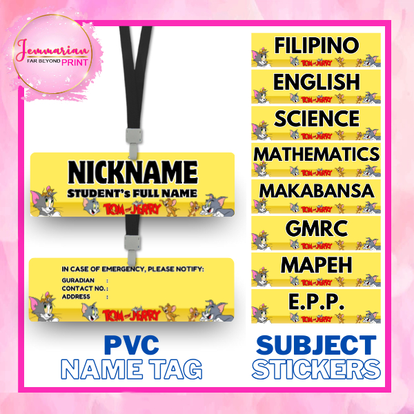 NAME TAG & SUBJECT STICKERS (t o m & j e r r y design) | Shopee Philippines