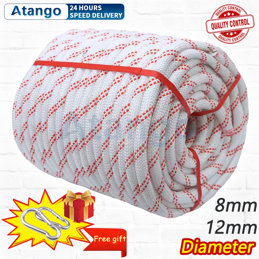 5/10/15/20/30/50m, Diameter 8-12mm White Lifting Safety Rope With 2 ...