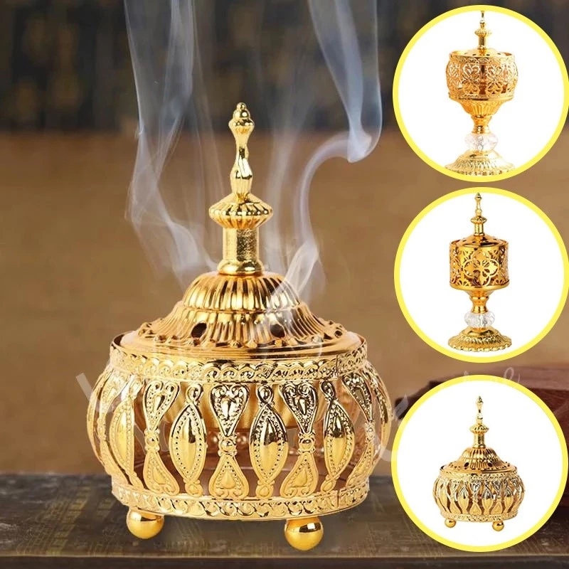 Golden Luxury Incense Burner Censer Holder Traditional Mabkhara Censer ...