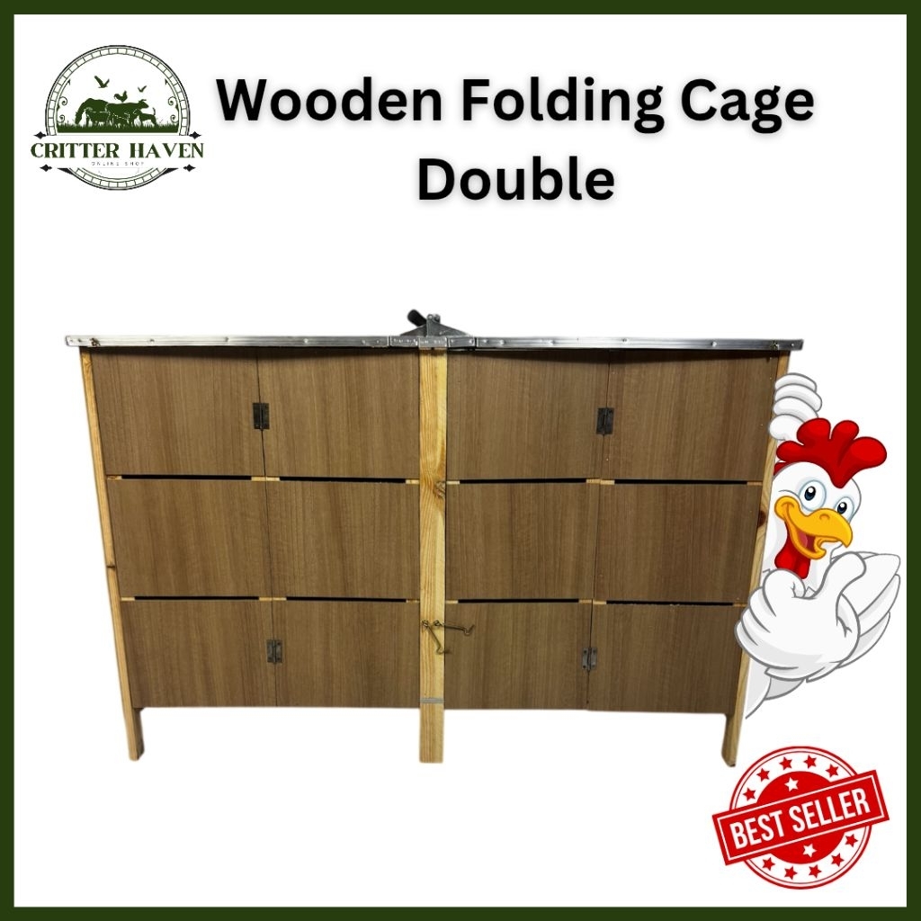 Wooden Folding Cage Double / Brown / Light Brown / Plastic Screen ...