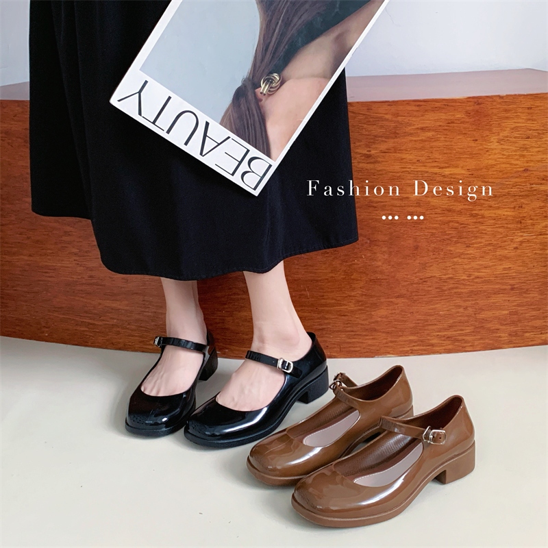 【TRENDIANO】4color Korean Women Rounded Toe Rubber Office Work Block ...