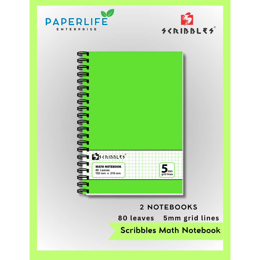 SCRIBBLES MATH NOTEBOOK 80 leaves 5mm grid 2pcs | Shopee Philippines