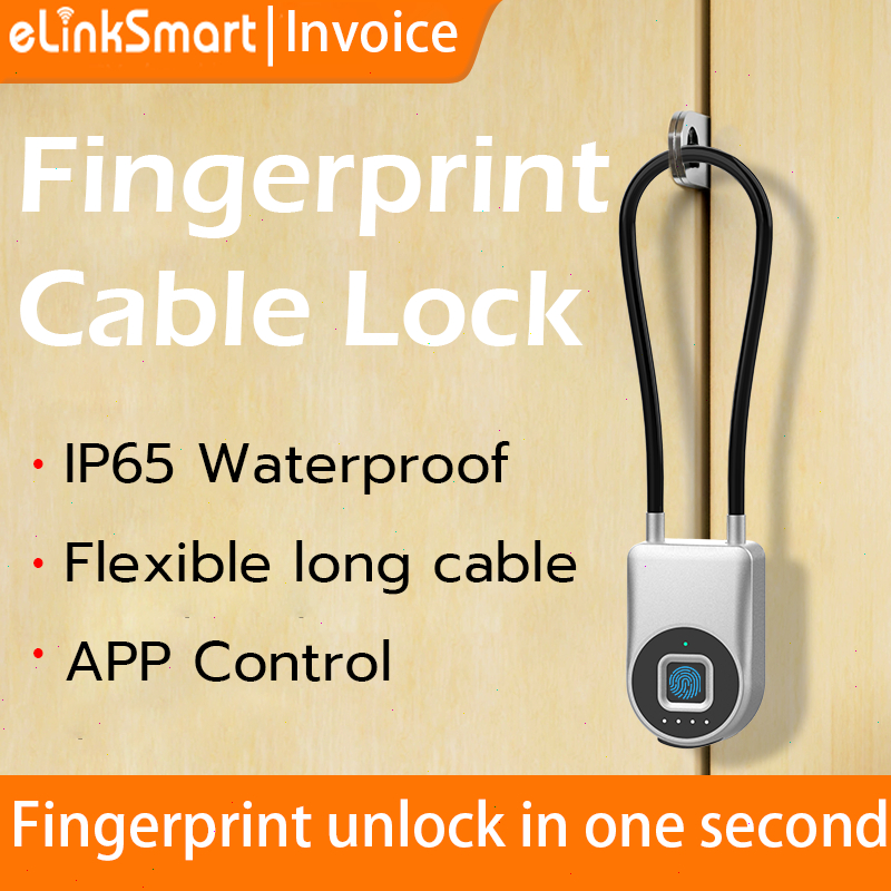 Fingerprint Cable Lock, Long Shackle Fingerprint Padlock with APP ...