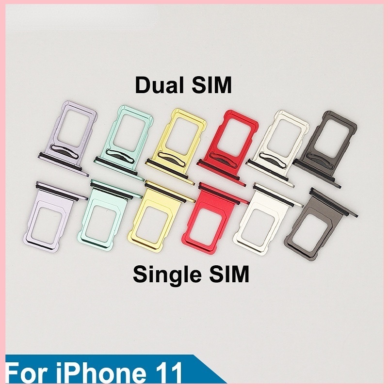 New For iPhone 11 Single / Dual Metal Plastic Nano Sim Card Tray Slot ...
