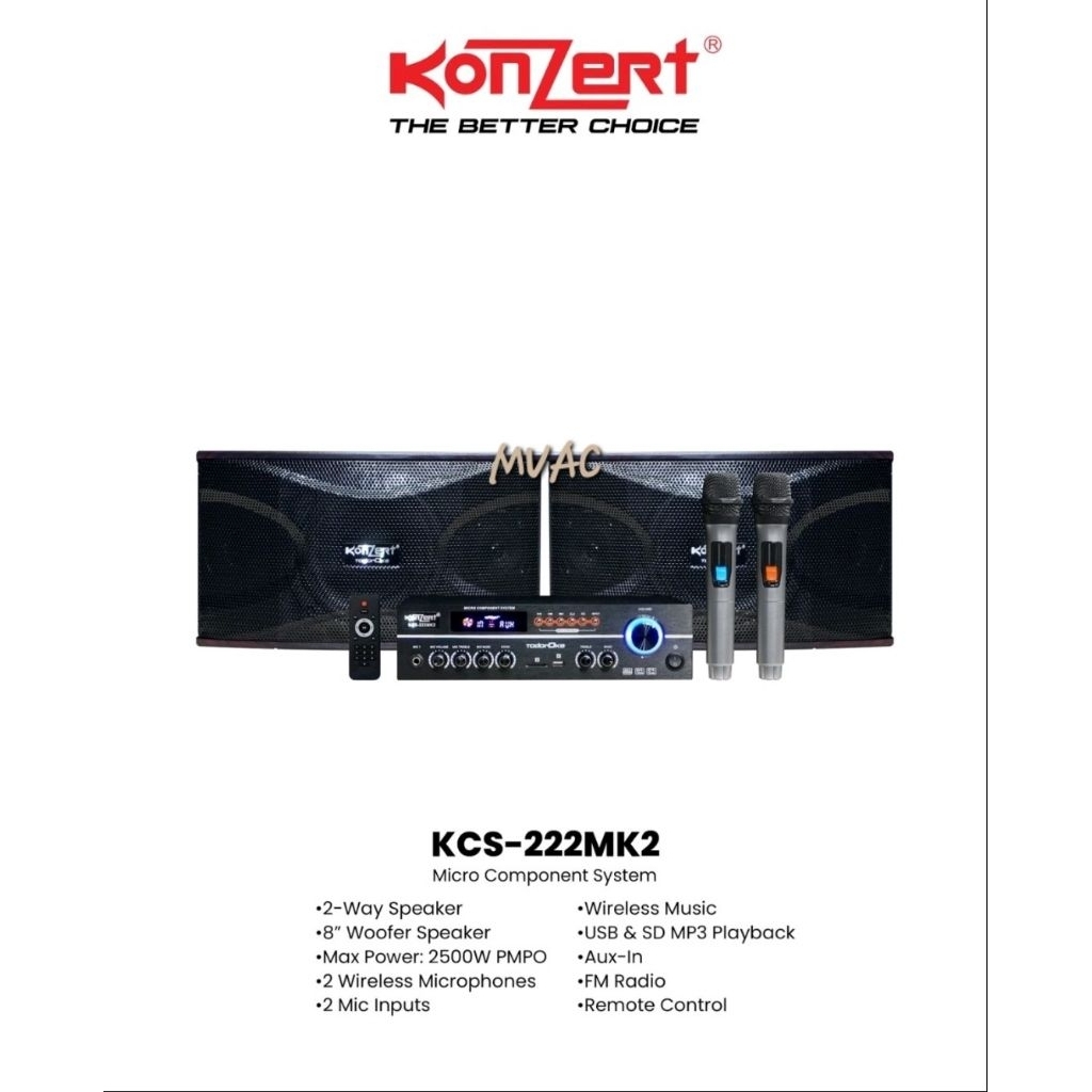 Konzert KCS-222mk2, a micro component system, features 8-inch speakers ...