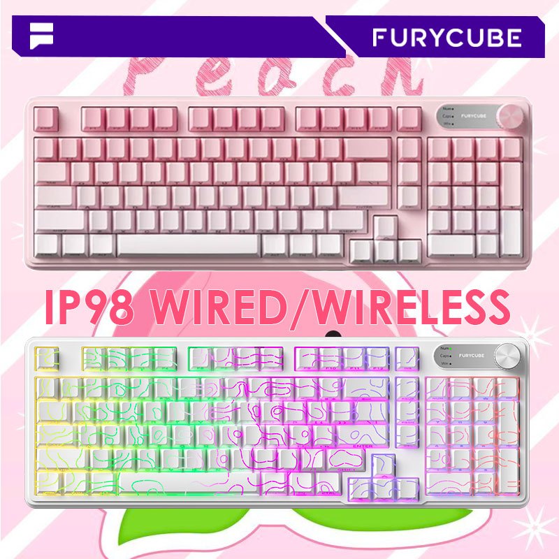 FURYCUBE IP98 Membrane Keyboard Waterproof Type C Gaming Office With ...