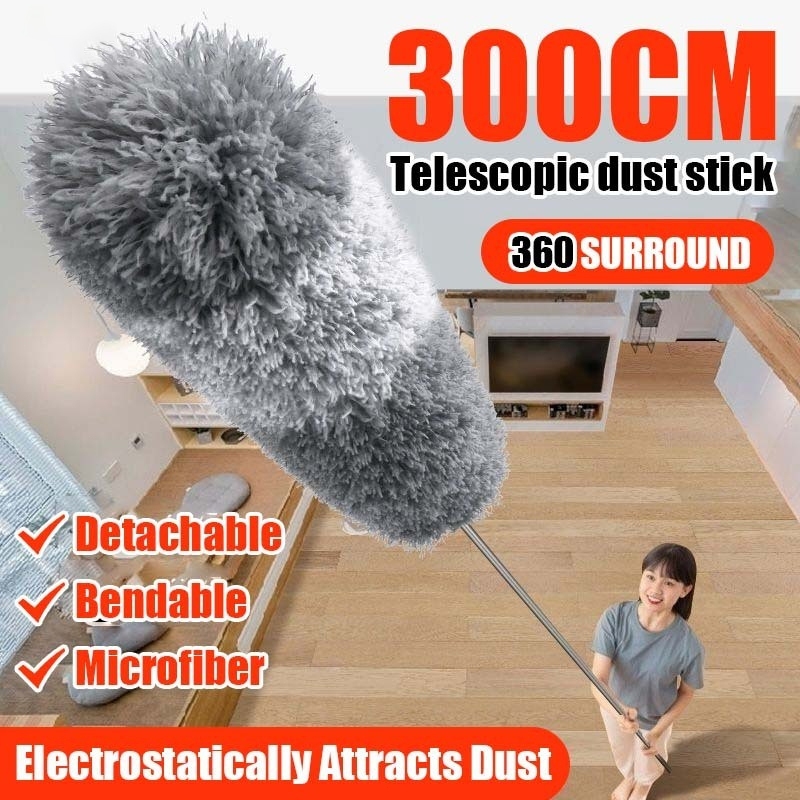 290CM Adjustable Feather Duster long pole Telescopic Bending Microfiber ...