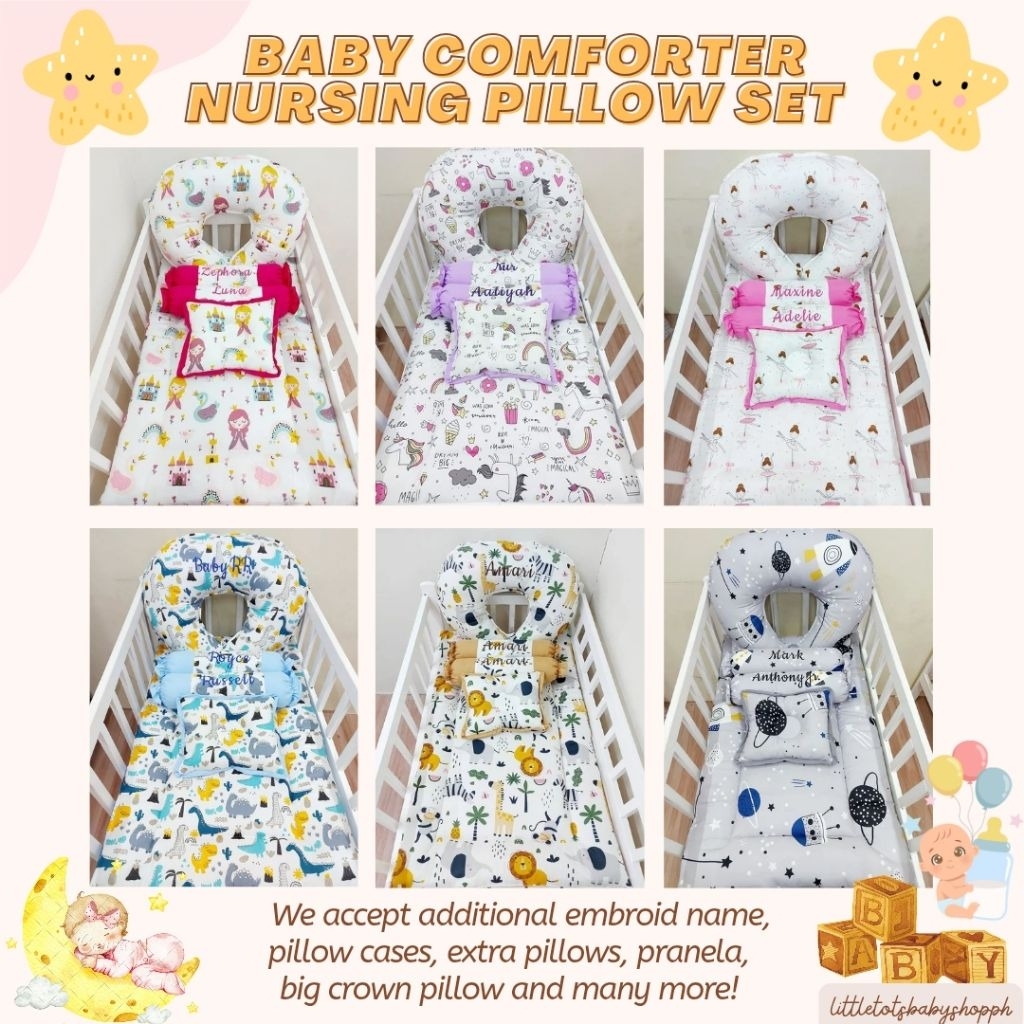 Baby Comforter Pillows Set with Nursing Pillow Boy Girl Design (CRIB ...