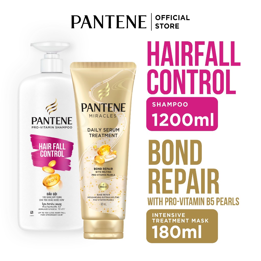Pantene Pro-V Hair Fall Control Shampoo 1.2L + NEW Miracles Daily Serum ...