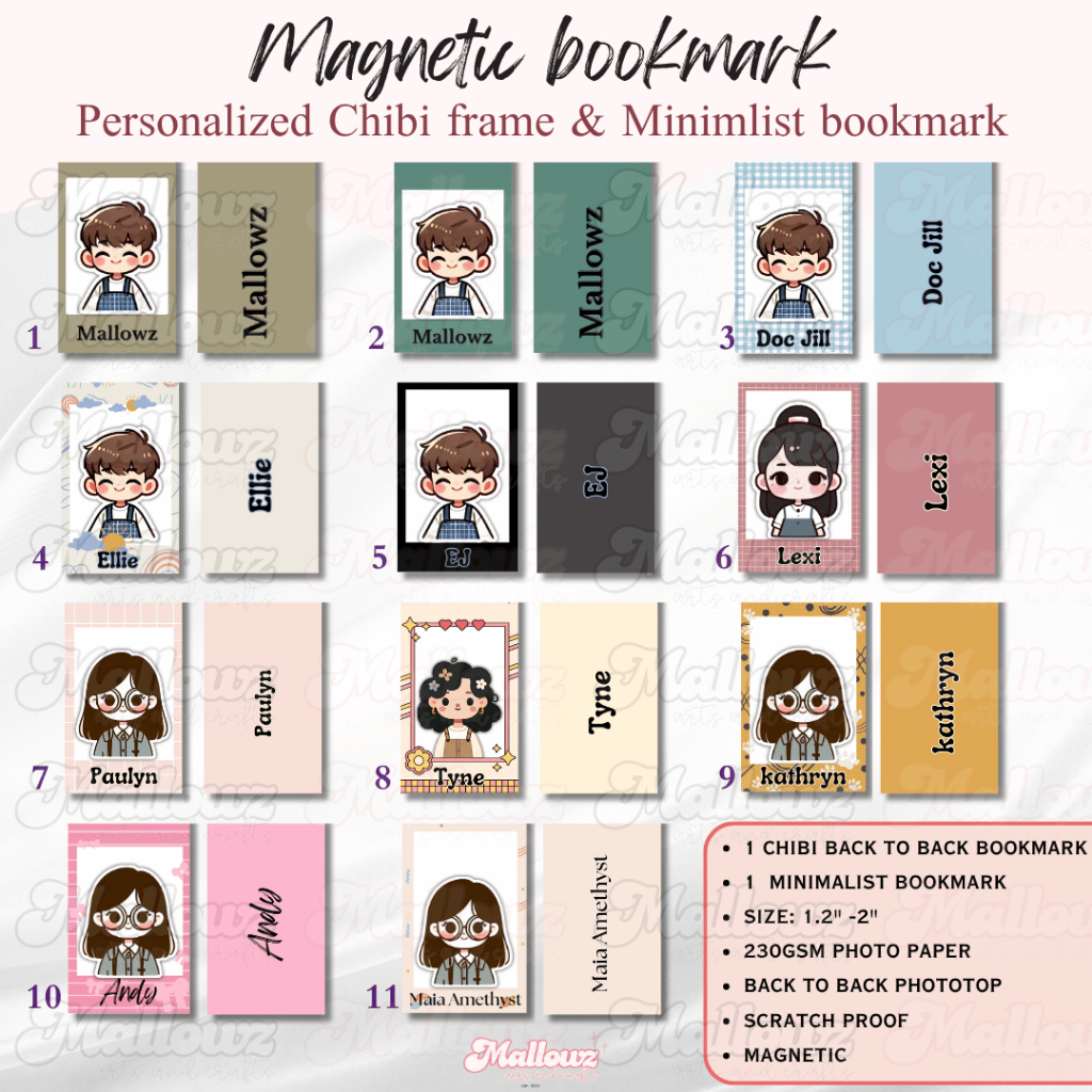 2pcs Custom Magnetic Bookmarks: A variety of cute chibi designs to ...