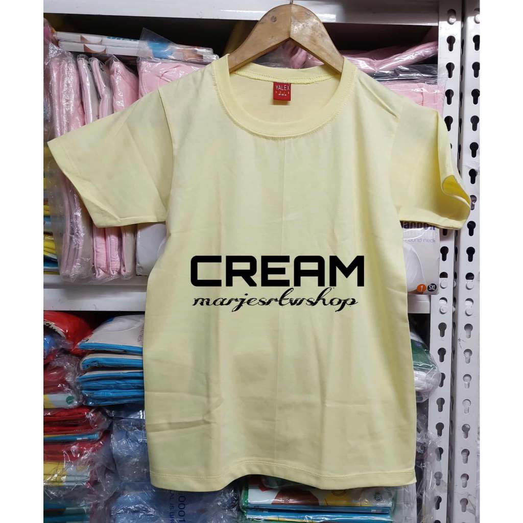 YALEX Plain Shirt Round neck CREAM for Kids/Teens/Adult | Shopee ...