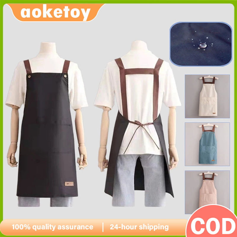 Waterproof & Oil-Proof Apron Coffee Shop Barber Working Bib Kitchen ...