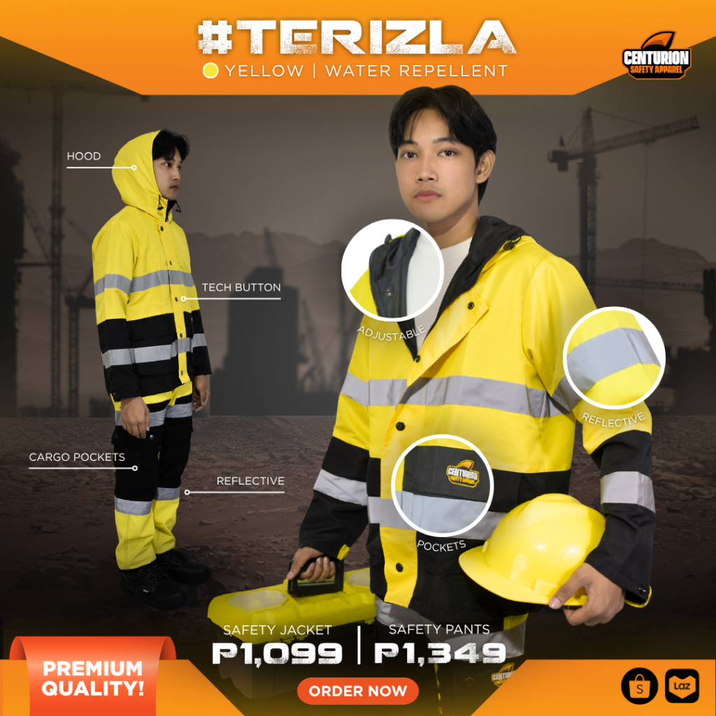 TERIZLA SAFETY JACKET (Windbreaker Jacket, Water Repellent, Hoodie ...