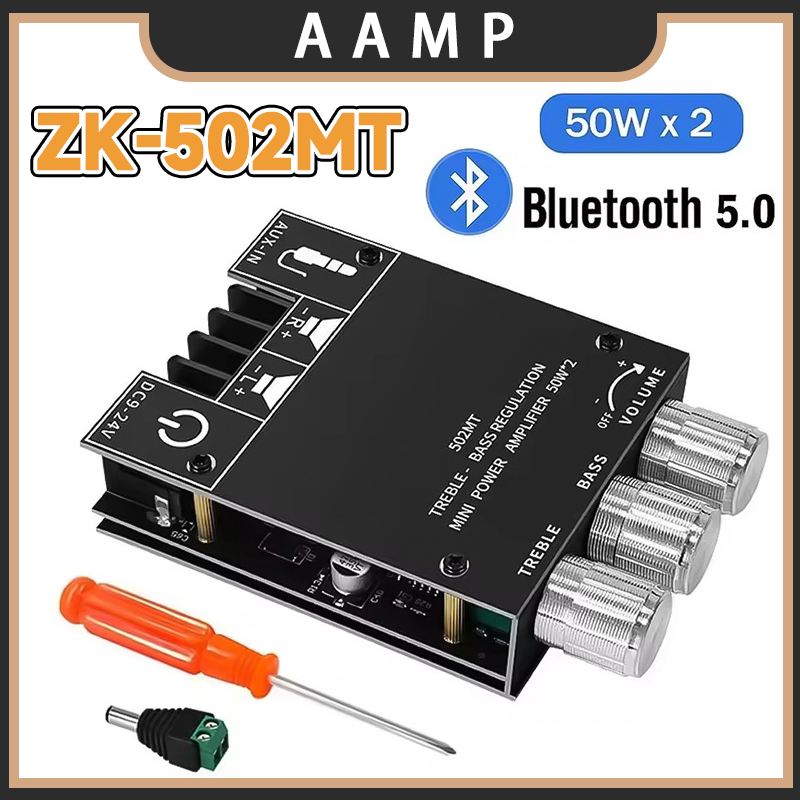 Mini Amplifier ZK-502MT Amplifier 2*50W Board Bluetooth 5.0 Subwoofer ...