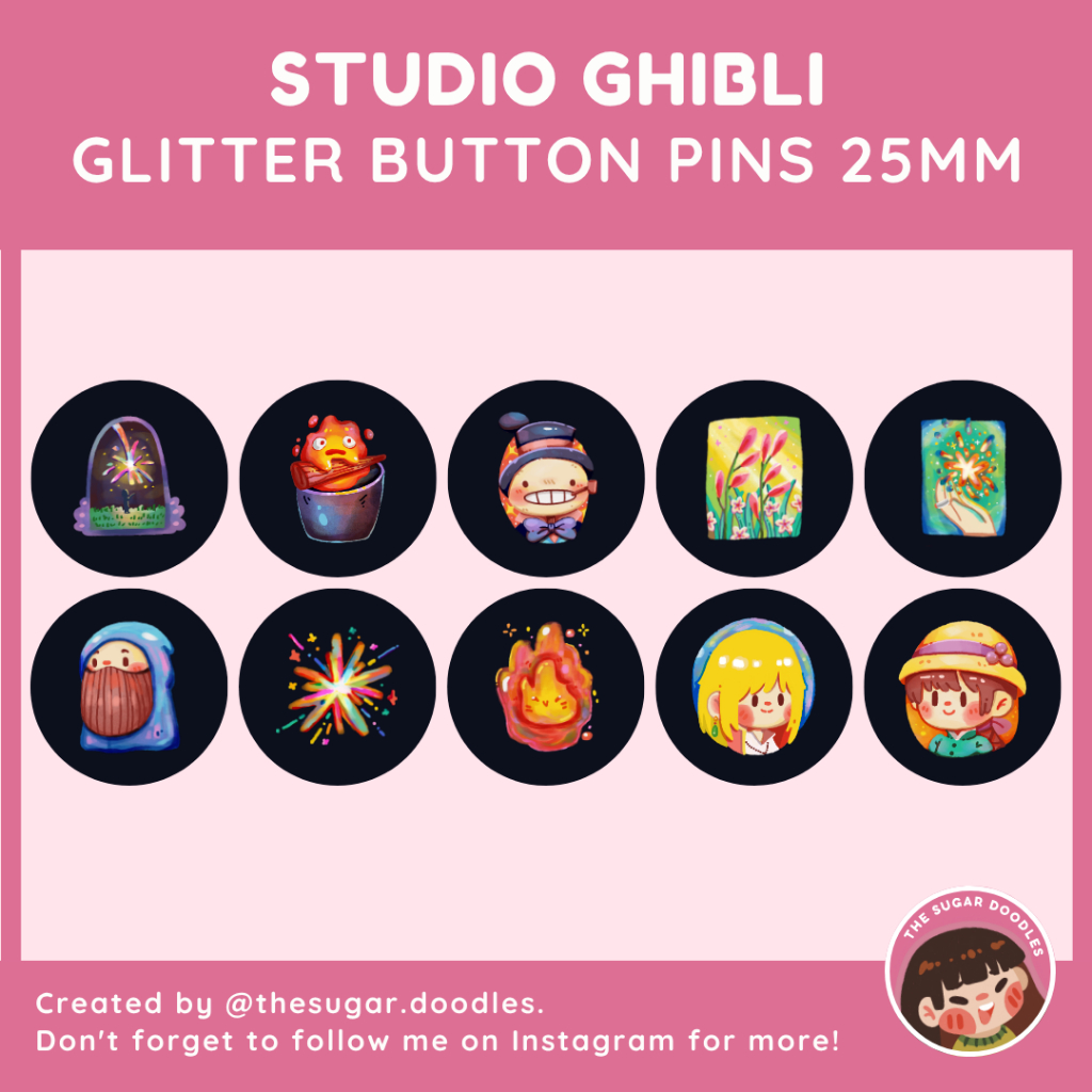 Studio Ghibli Glitter Button Pins 25mm | Shopee Philippines