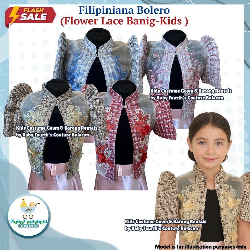 COD Buwan ng Wika Flower Lace Banig Filipiniana Bolero for Kids ...