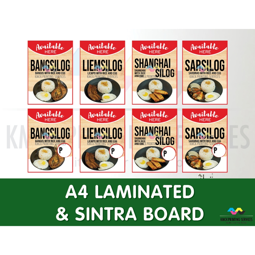 Available Here BANGSILOG, LIEMSILOG, SHANGHAI SILOG, SARSILOG SIGNAGES ...