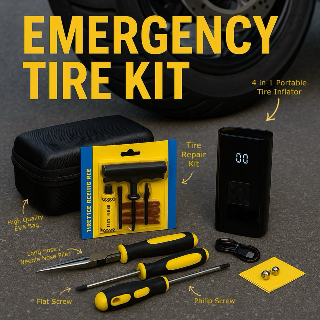 Emergency Tire Kit with 4 in 1 Portable Tire Inflator Combo [OTG ...