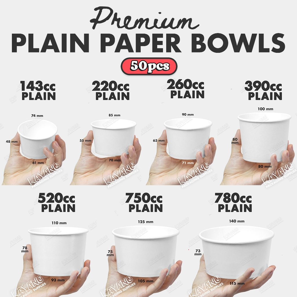 [50 pcs] Paper Bowl | Plain | Laminated, Double-coated, Disposable ...