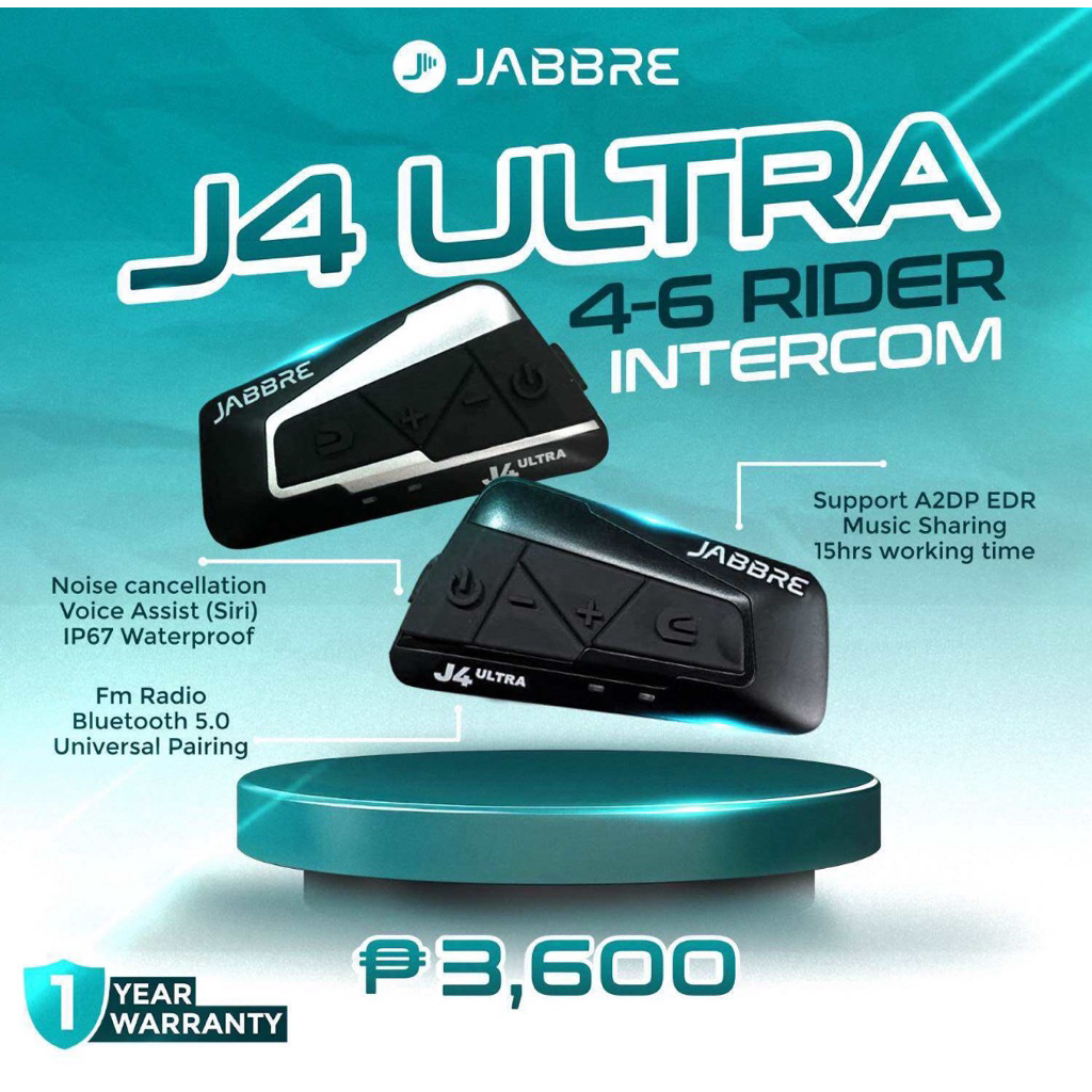 Jabbre J4 Ultra - 4 way intercom, Music sharing | Shopee Philippines