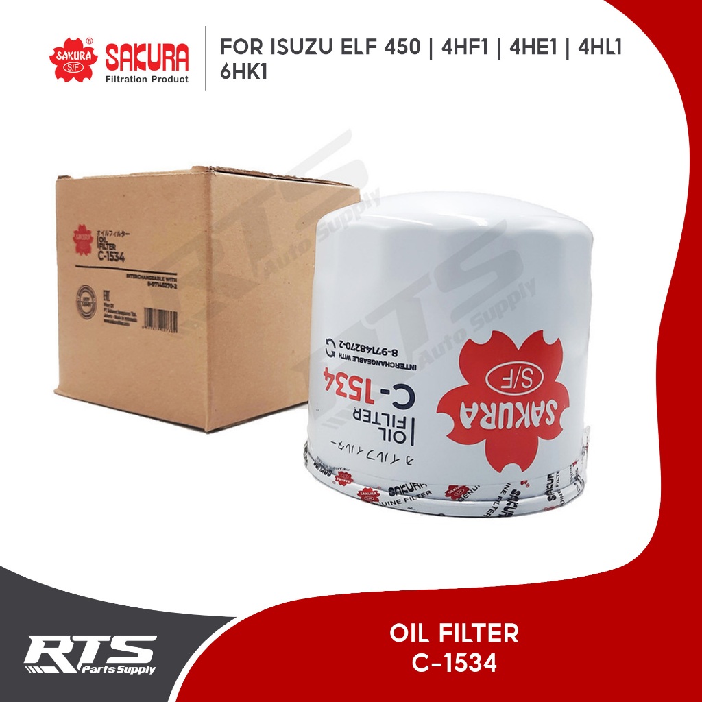 Sakura Oil Filter for Isuzu Elf 450 4HF1 4HE1 4HL1 6HK1 ( C526 ) C1534 ...