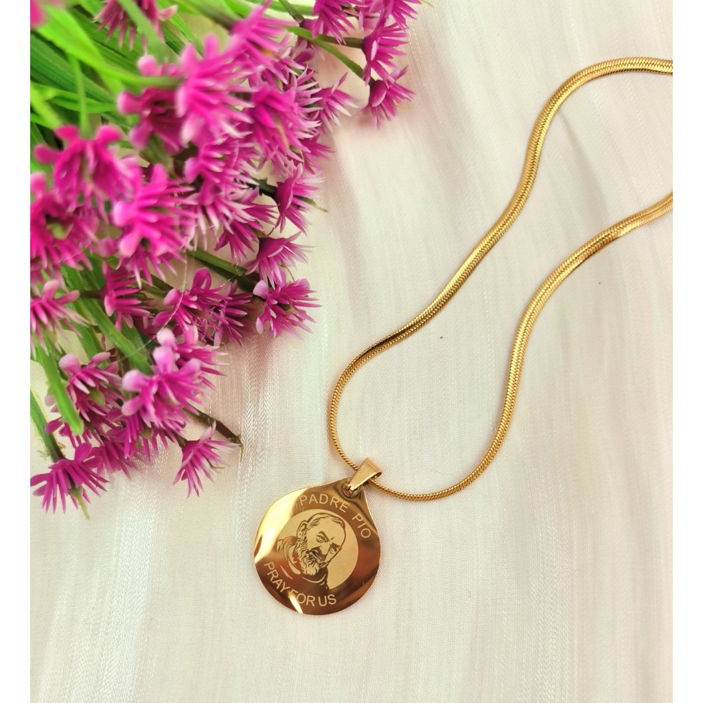 KayangKaya Padre Pio Laser Gold Plated Stainless SteelPendant&Necklace ...