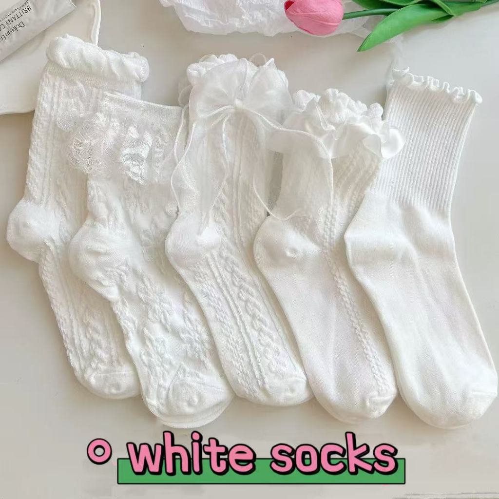 Lace Trim Socks Female Summer Pure Cotton Japanese Lolita Thin Mid ...