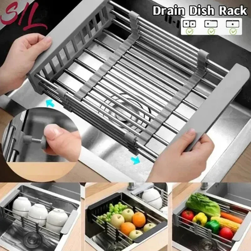 Water filter rack Retractable sink Drain basket Stainless steel kitchen ...